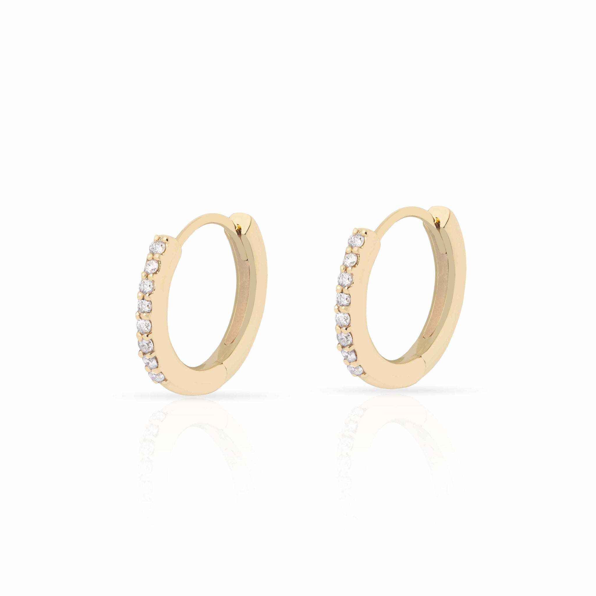 Iris Lab-Grown Diamond Huggie Earrings – 10K Gold Mini Hoops | MEZI